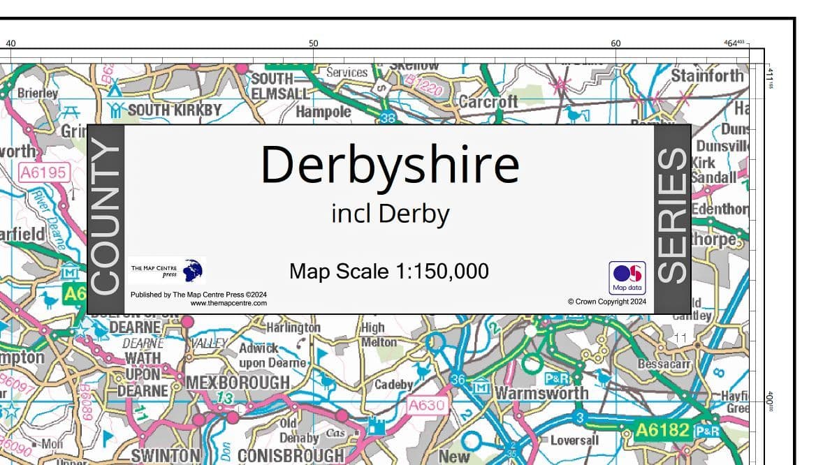 County Map of Derbyshire - 2024