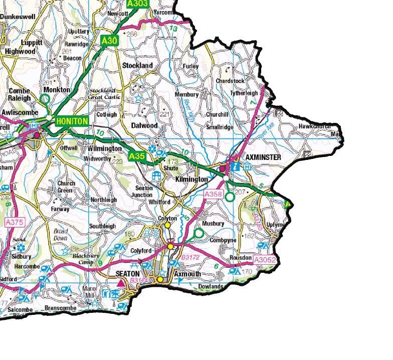 County Map of Devon - White Background