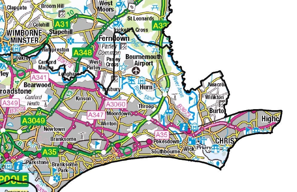 County Map of Dorset - White Background
