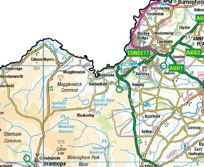 County Map of Durham - White Background