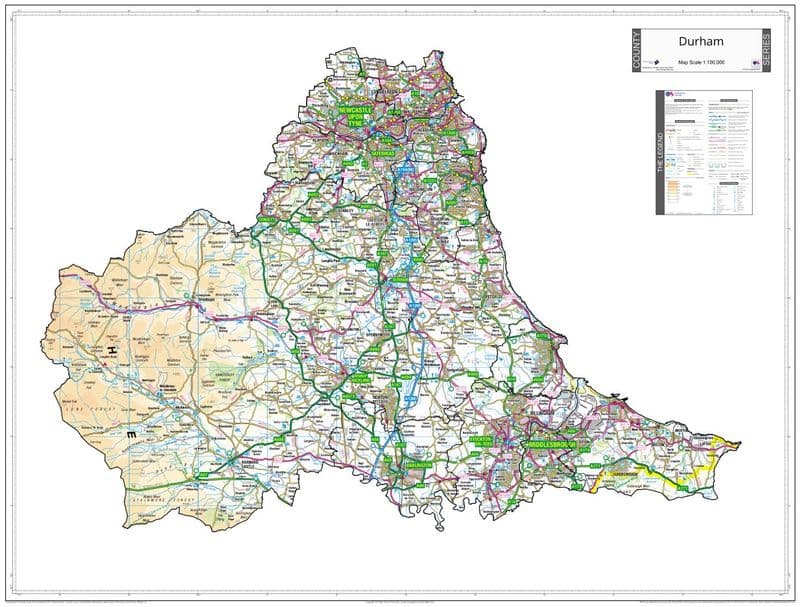 County Map of Durham - White Background
