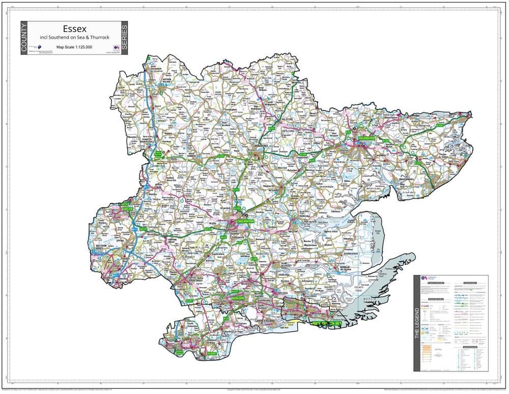 County Map of Essex - White Background