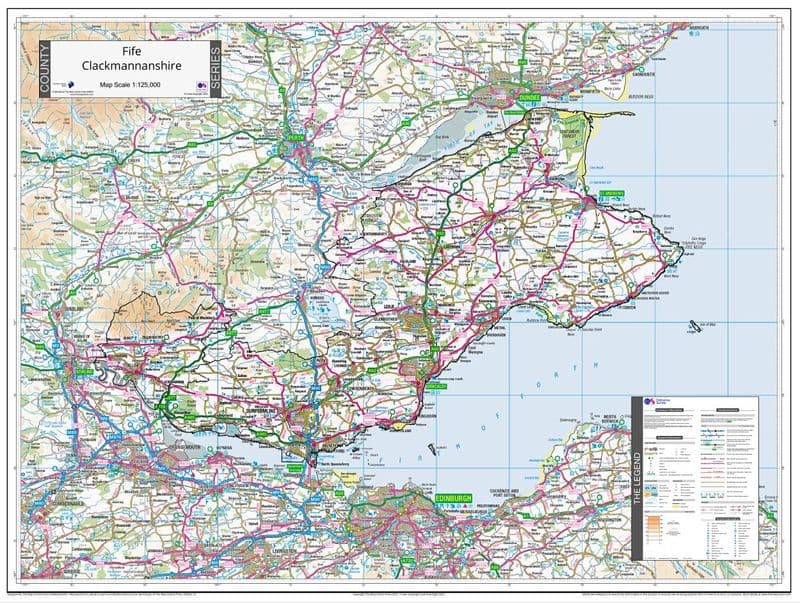 County Map of Fife & Clackmannanshire - 2024