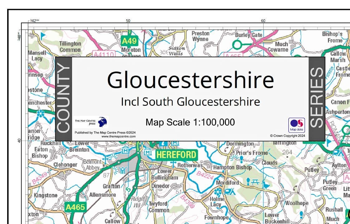 County Map of Gloucestershire - 2024