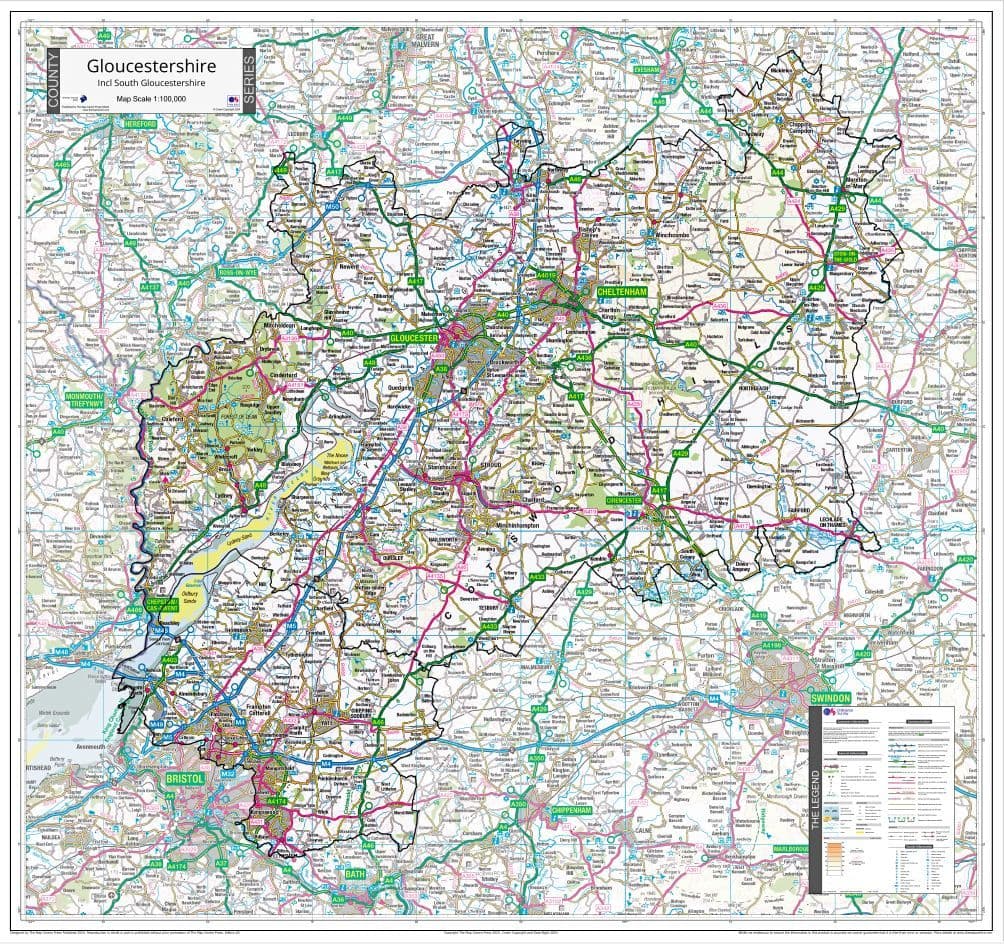 County Map of Gloucestershire - 2024