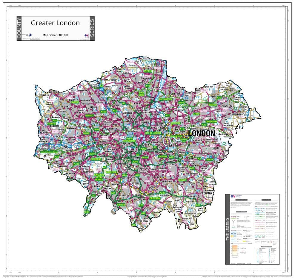 County Map of Greater London - White Background