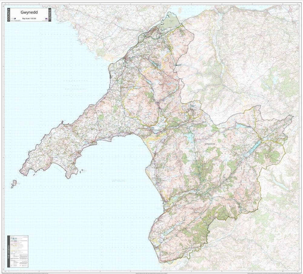 County Map of Gwynedd - EXTRA Large Edition