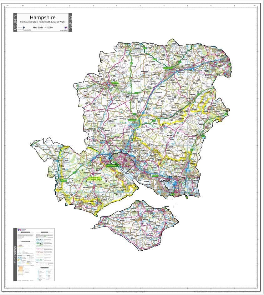 County Map of Hampshire - White Background