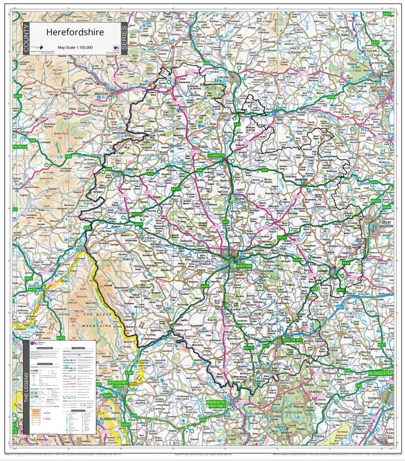 County Map of Herefordshire - 2024