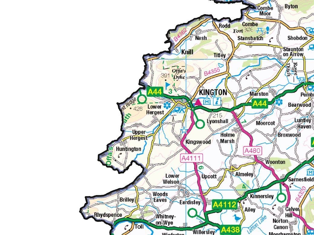 County Map of Herefordshire - White Background