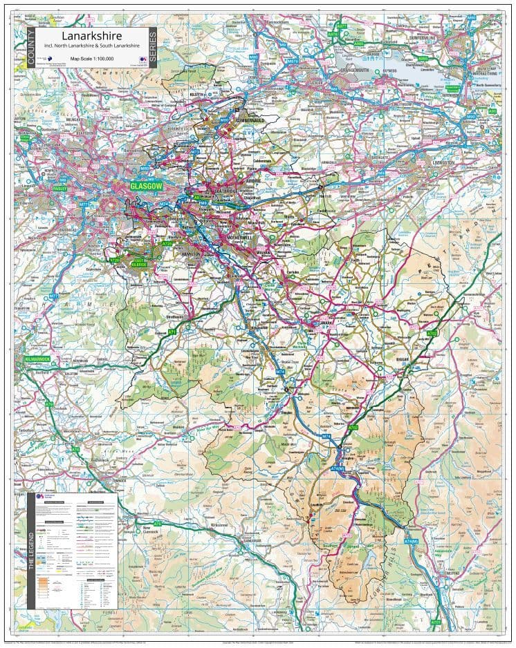 County Map of Lanarkshire - 2024
