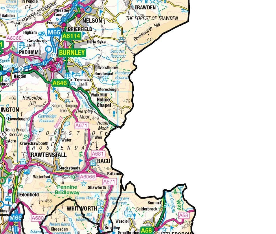 County Map of Lancashire Incl Greater Manchester & Liverpool - White ...
