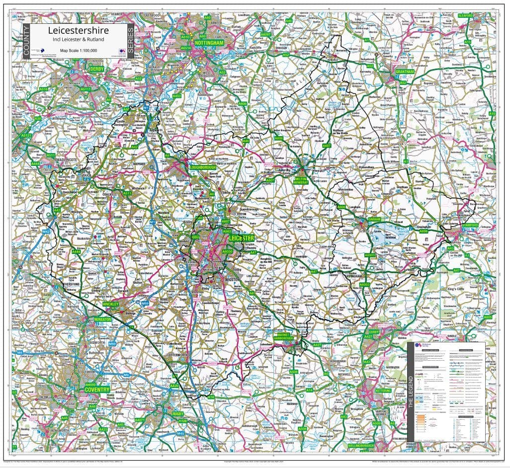County Map of Leicestershire - 2024