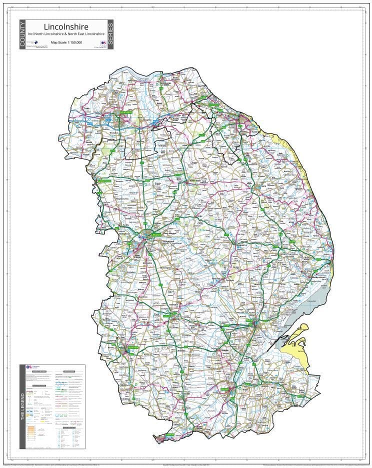 County Map of Lincolnshire - White Background