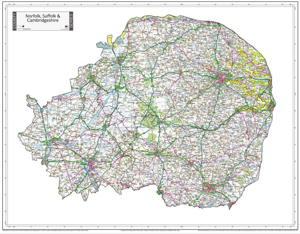 County Map of Norfolk Suffolk & Cambridgeshire - Special Sheet - 2025 ...