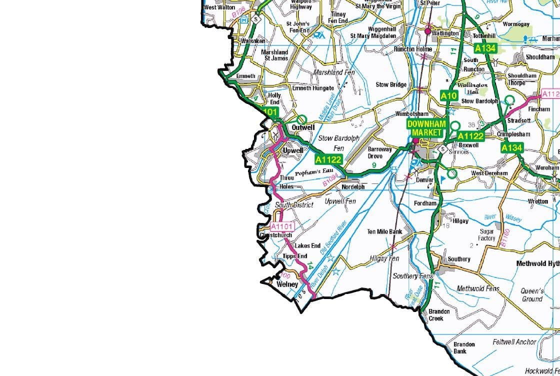County Map of Norfolk & Suffolk - Special Sheet - White Background