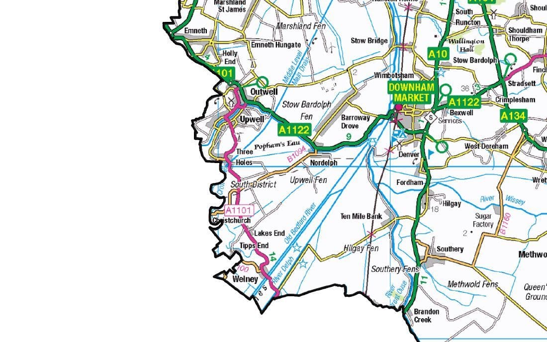 County Map of Norfolk- White Background