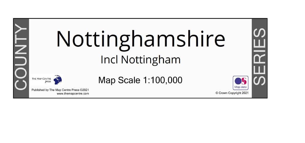 County Map of Nottinghamshire - White Background