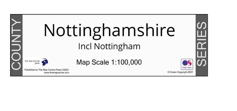 County Map of Nottinghamshire - White Background