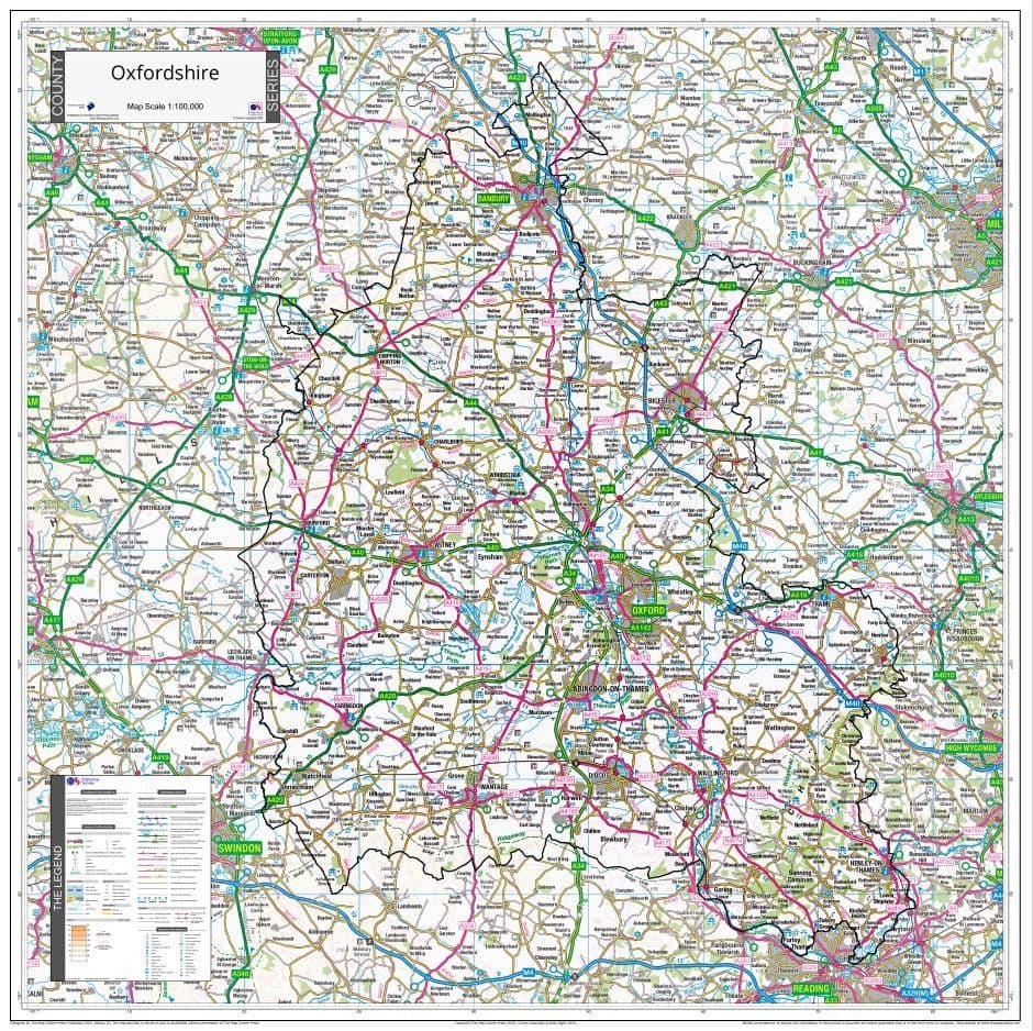 County Map of Oxfordshire - 2024