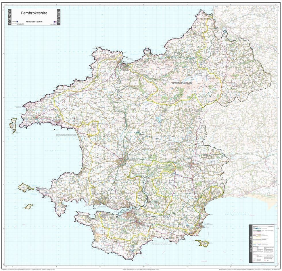 County Map of Pembrokeshire - EXTRA Large Edition