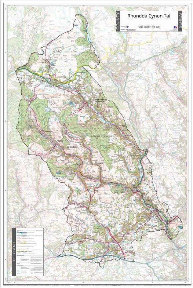 County Map of Rhondda Cynon Taf
