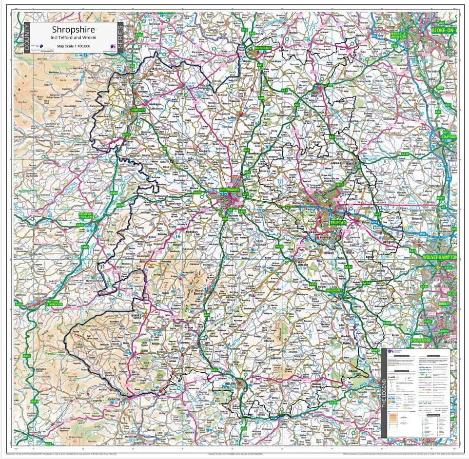 County Map of Shropshire - 2024
