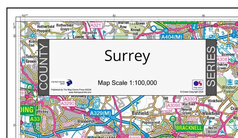 County Map of Surrey - 2024