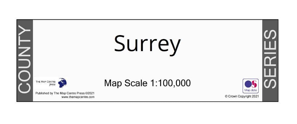 County Map of Surrey - White Background
