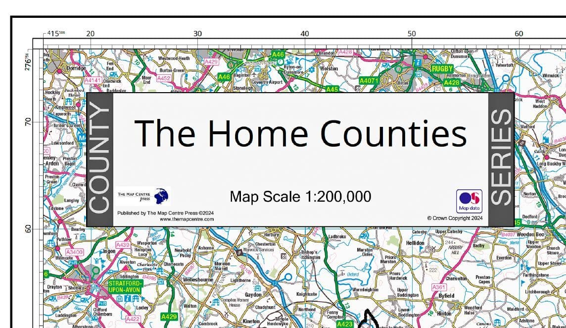 County Map of the Home Counties - 2024