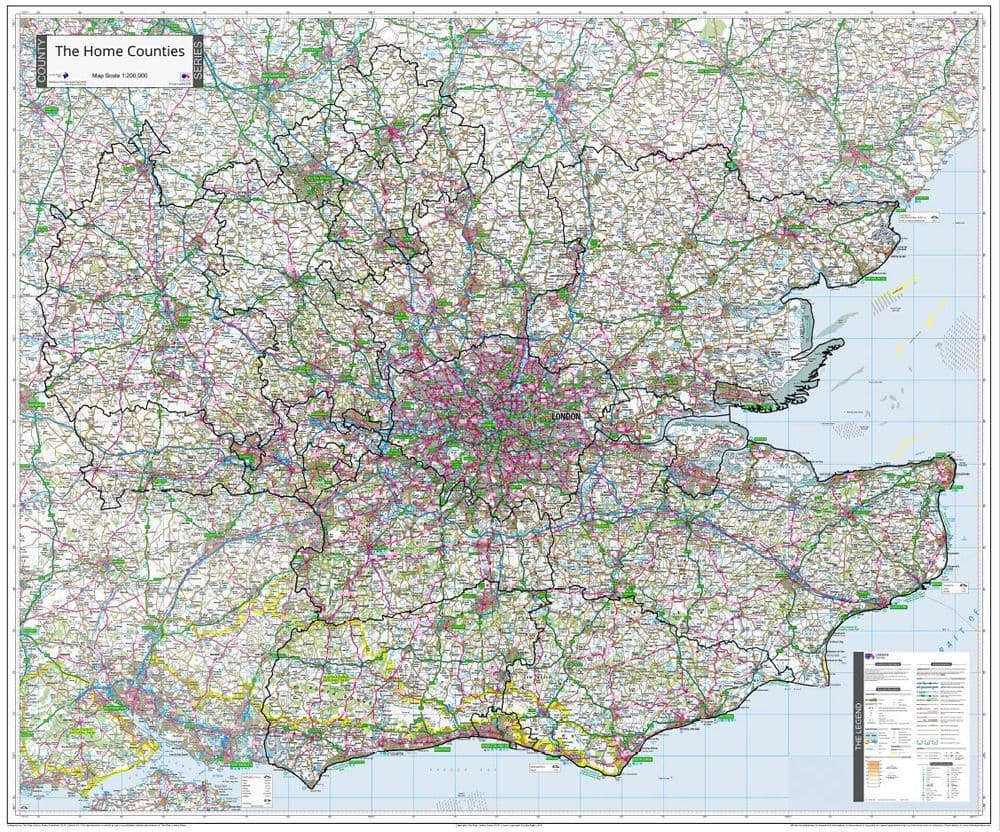 County Map of the Home Counties - 2024