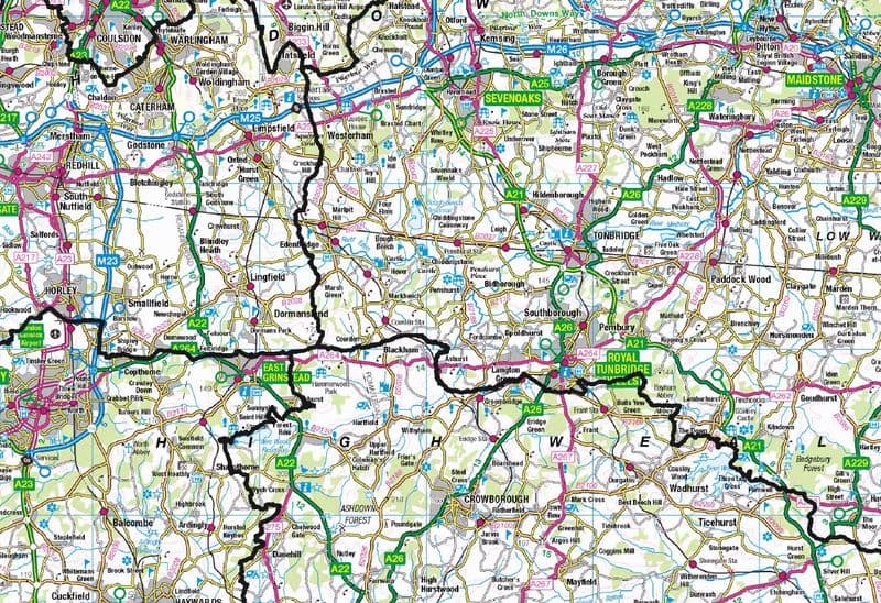 County Map of the Home Counties - 2024