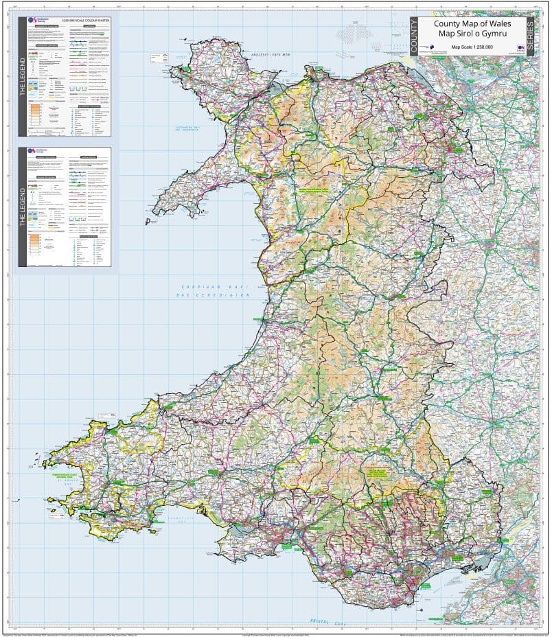 County Map of Wales - 2024