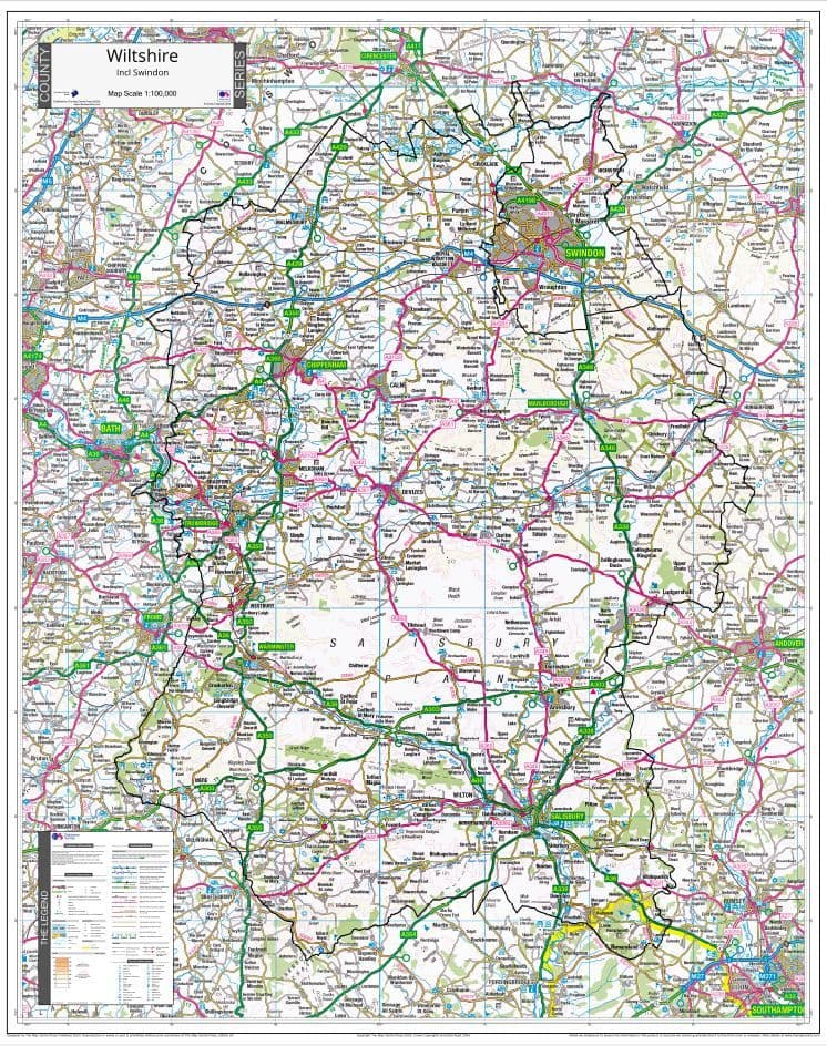 County Map of Wiltshire - 2024