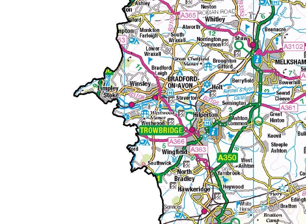 County Map of Wiltshire - White Background