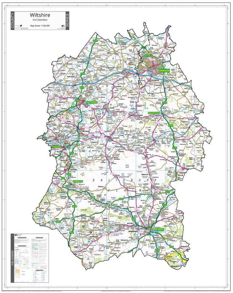 County Map of Wiltshire - White Background