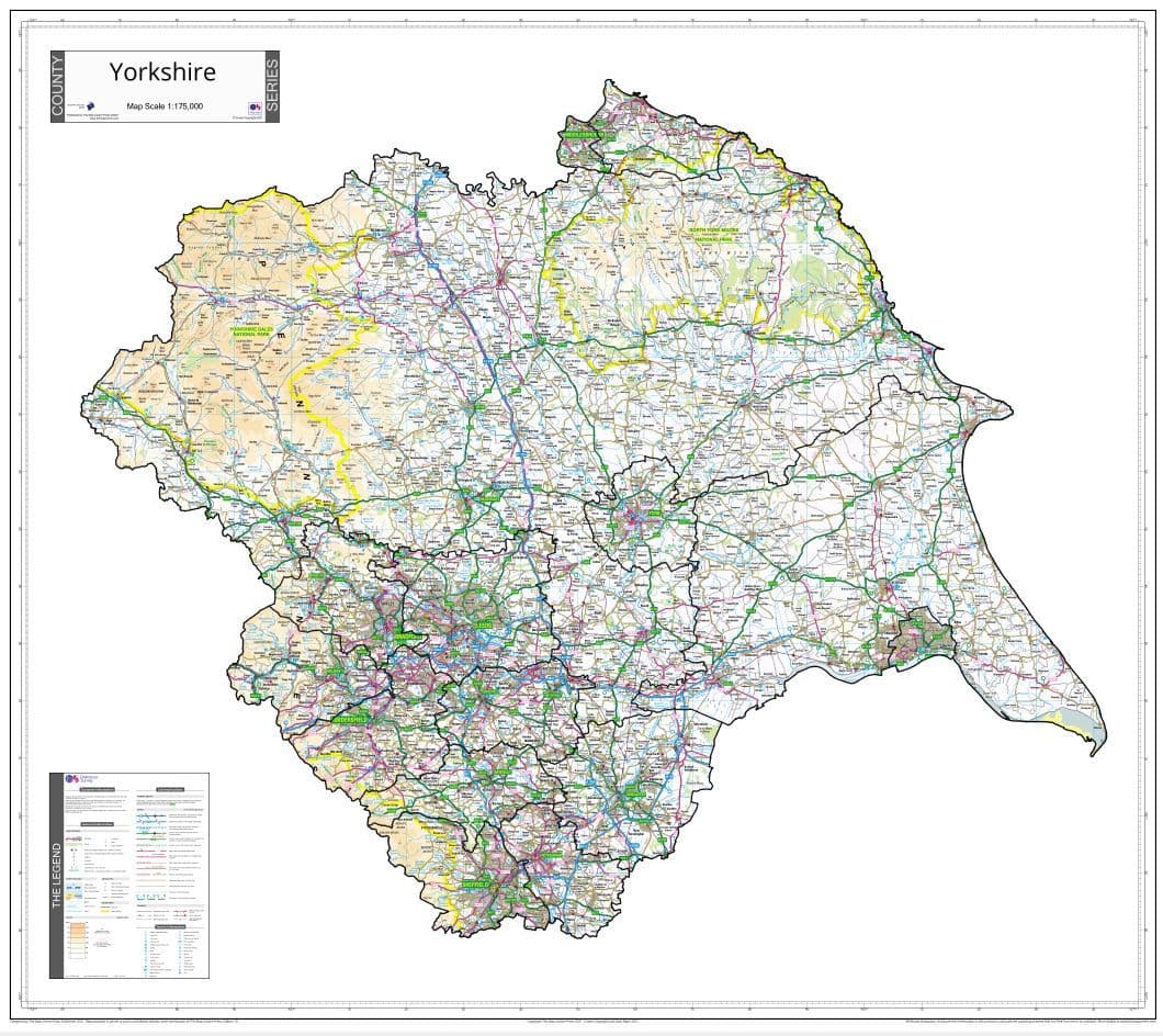County Map of Yorkshire - Special Sheet - White Background