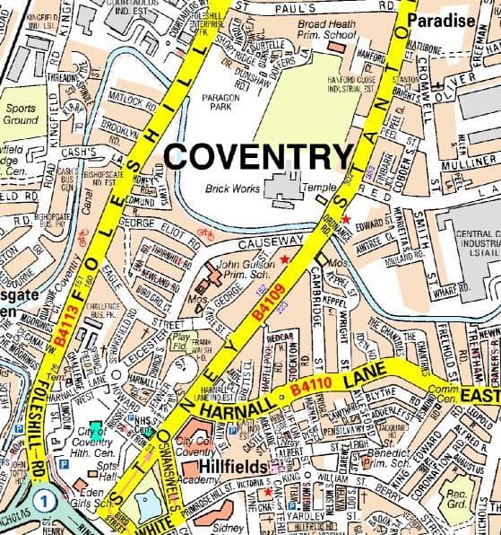 Coventry A - Z Wall Map