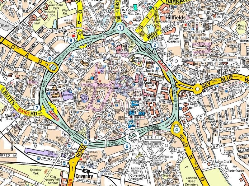 Coventry A - Z Wall Map