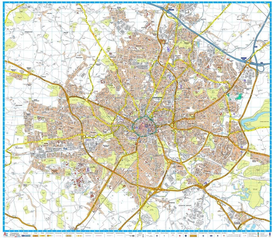 Coventry A - Z Wall Map