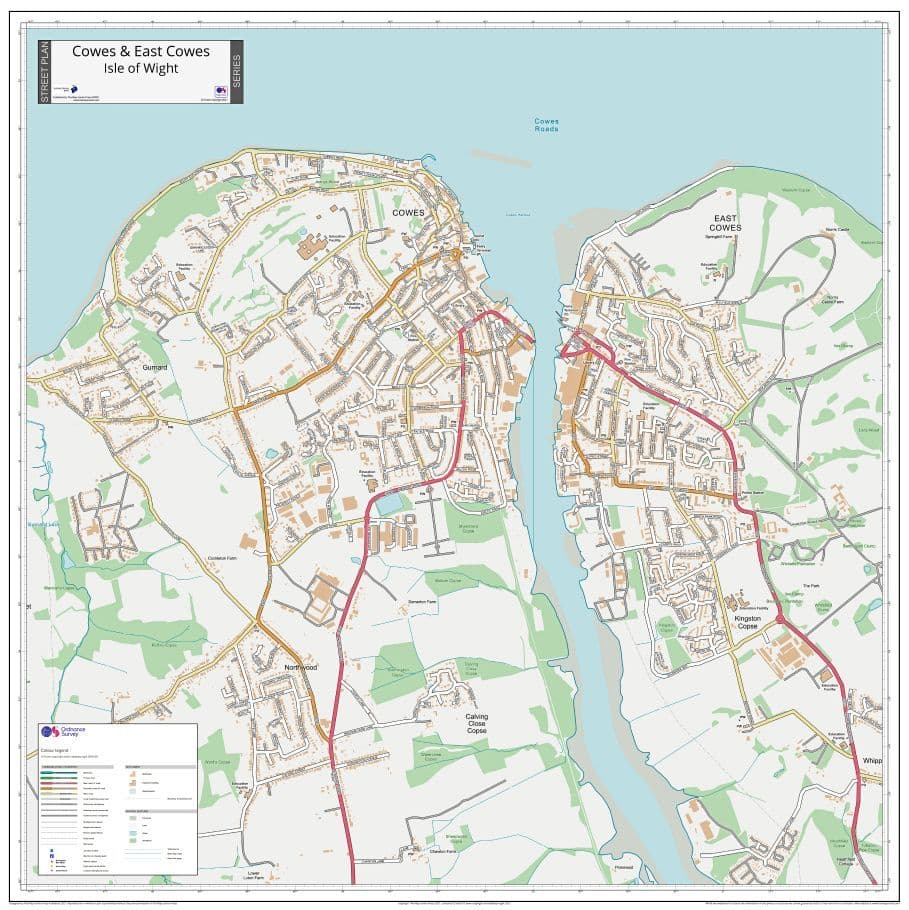 Cowes & East Cowes IOW Street Map
