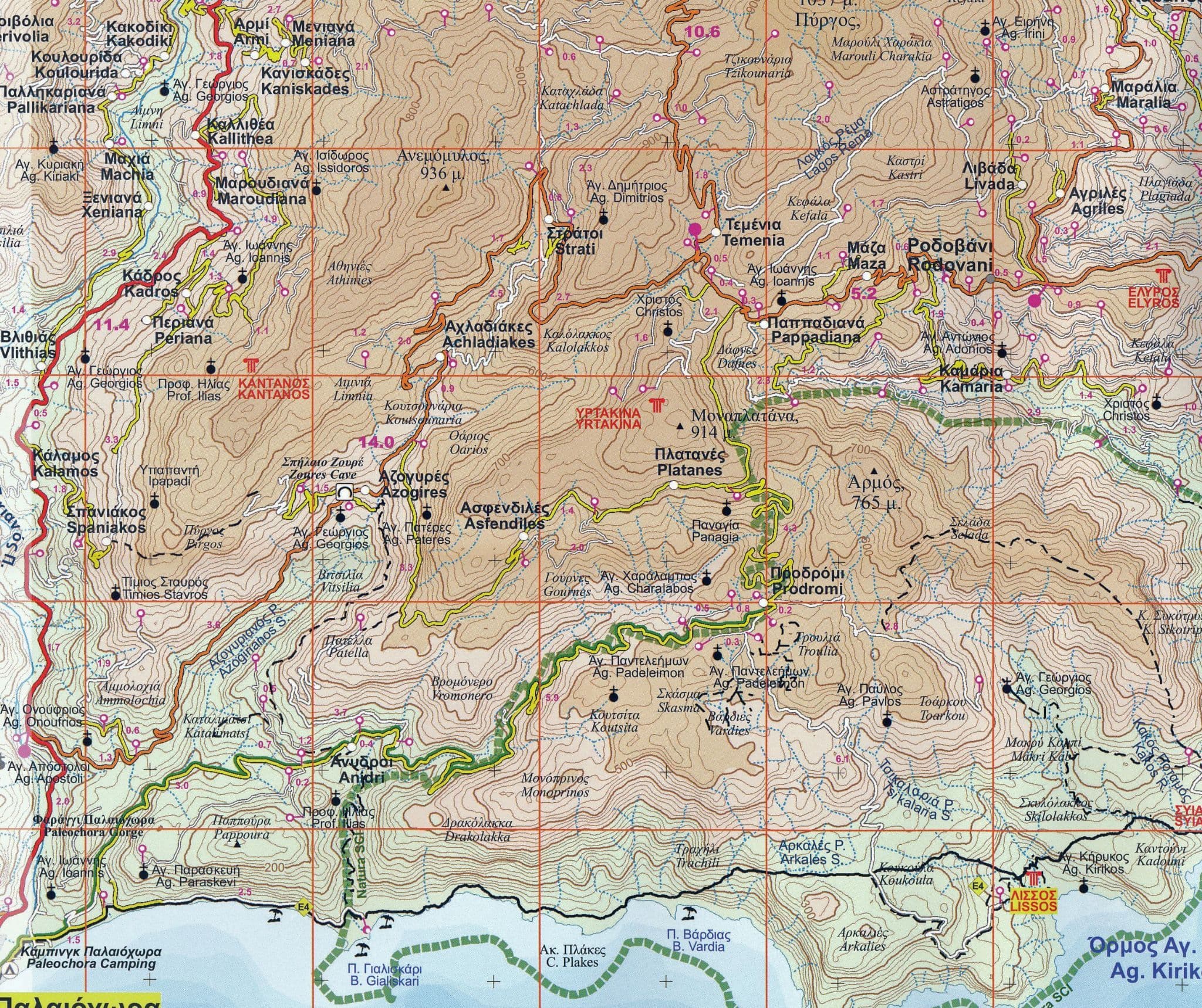 Crete - Lefka Ori - Samaria - Sfakia - Rethymno - Plakias - Hiking Map ...