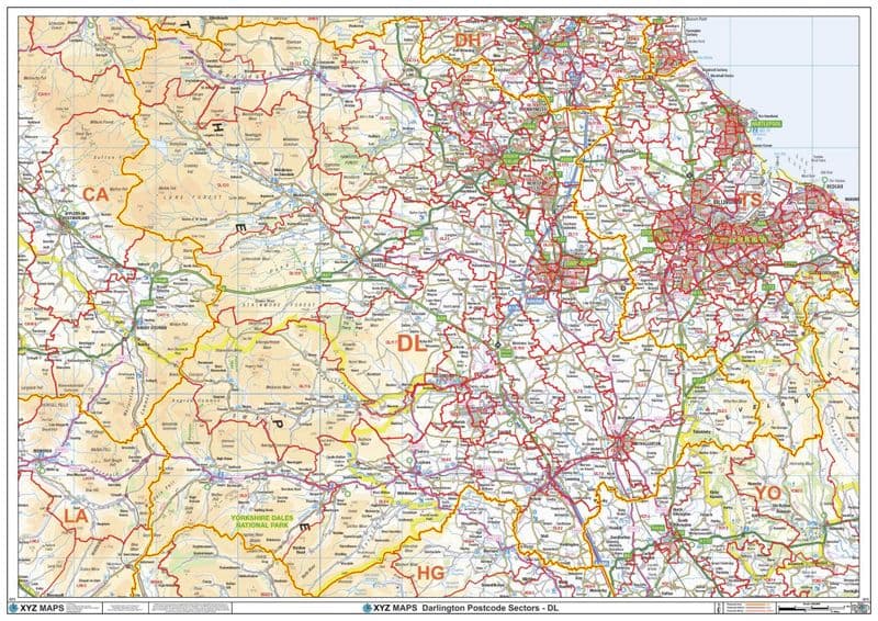 Darlington - DL - Postcode Sector Wall Map