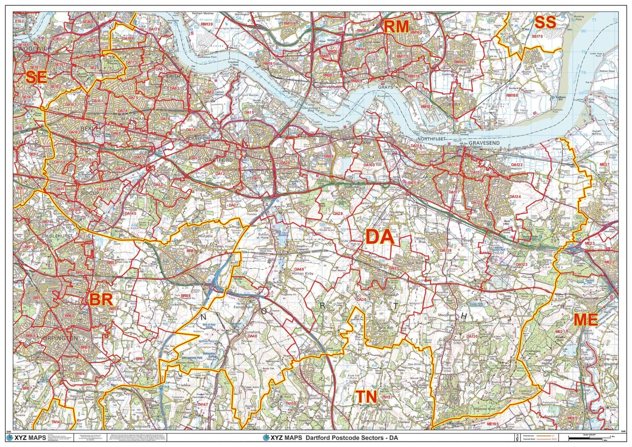Dartford - DA - Postcode Sector Wall Map
