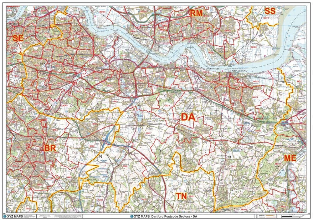Dartford - DA - Postcode Sector Wall Map