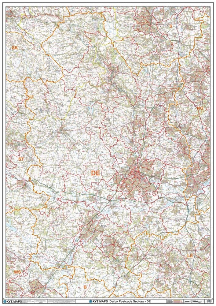 Derby - DE - Postcode Sector Wall Map