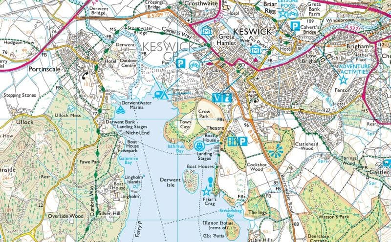 Derwent Water - Wall Map - 1 12 500 - The Map Centre Press