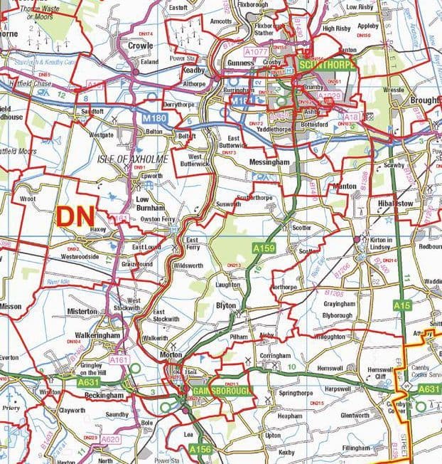Doncaster - DN - Postcode Sector Wall Map