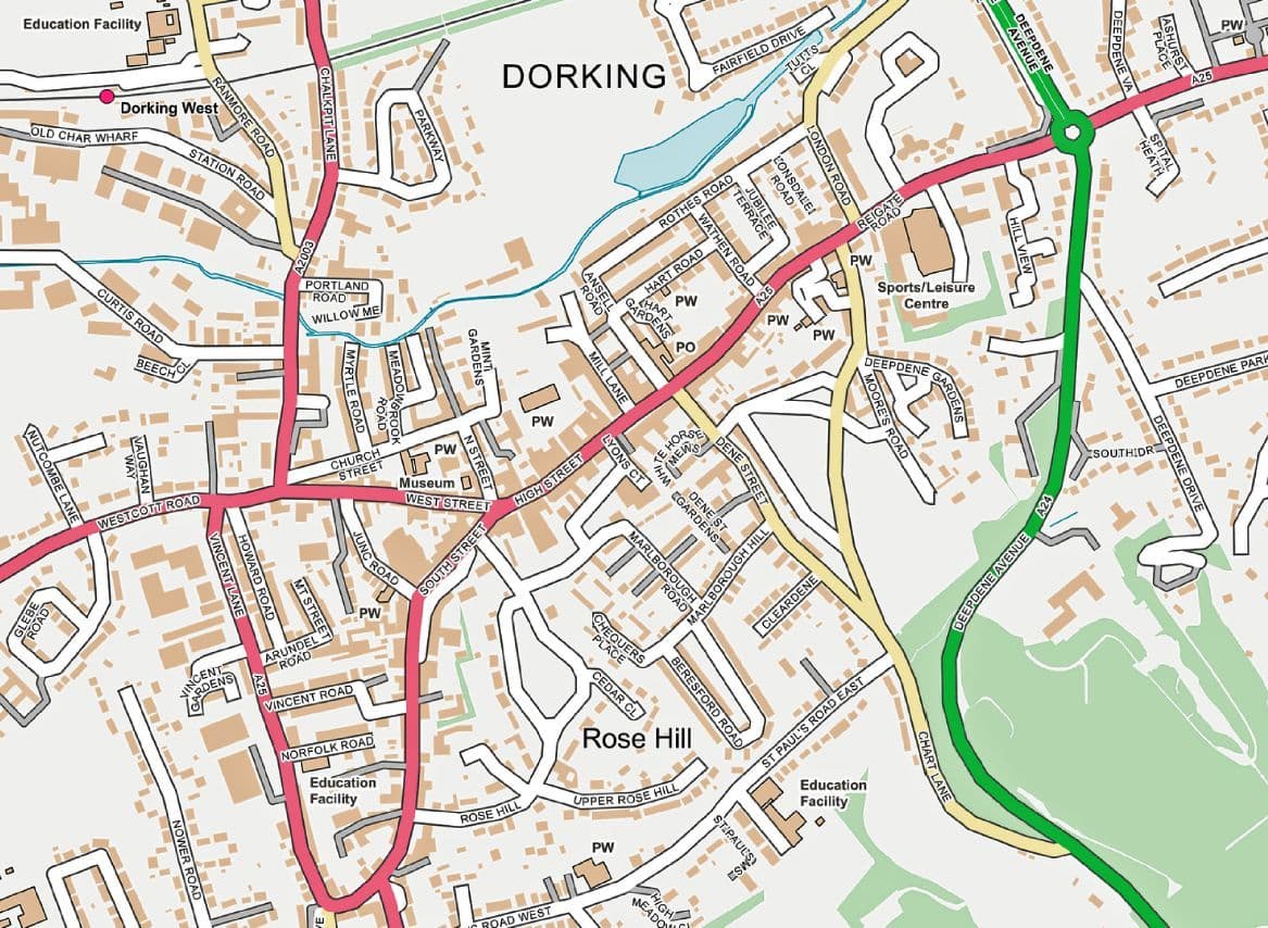 Dorking Street Map