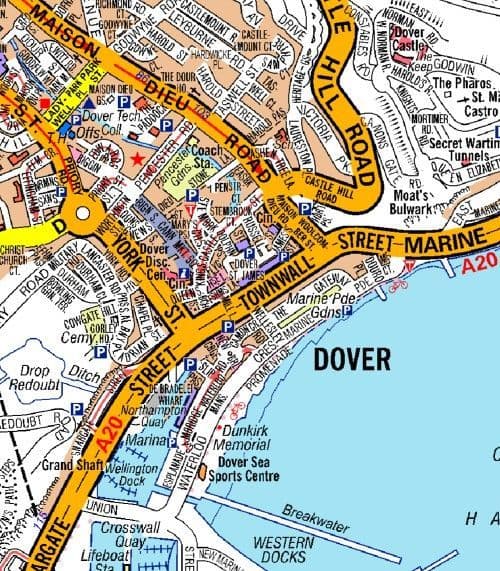 Dover City Centre A-Z Street Wall Map